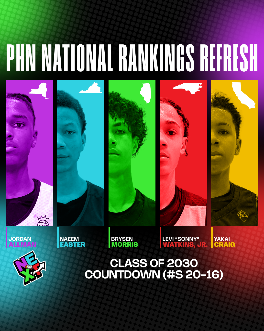 PHN National Rankings Refresh: Class of 2030 Countdown (20-16) - Prep Hoops